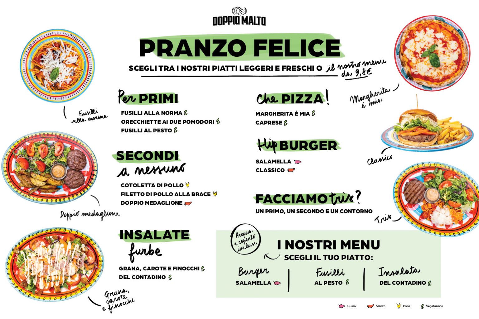A pranzo meglio un posto felice! Pasta, pizza, burger o tris: piatti a ...